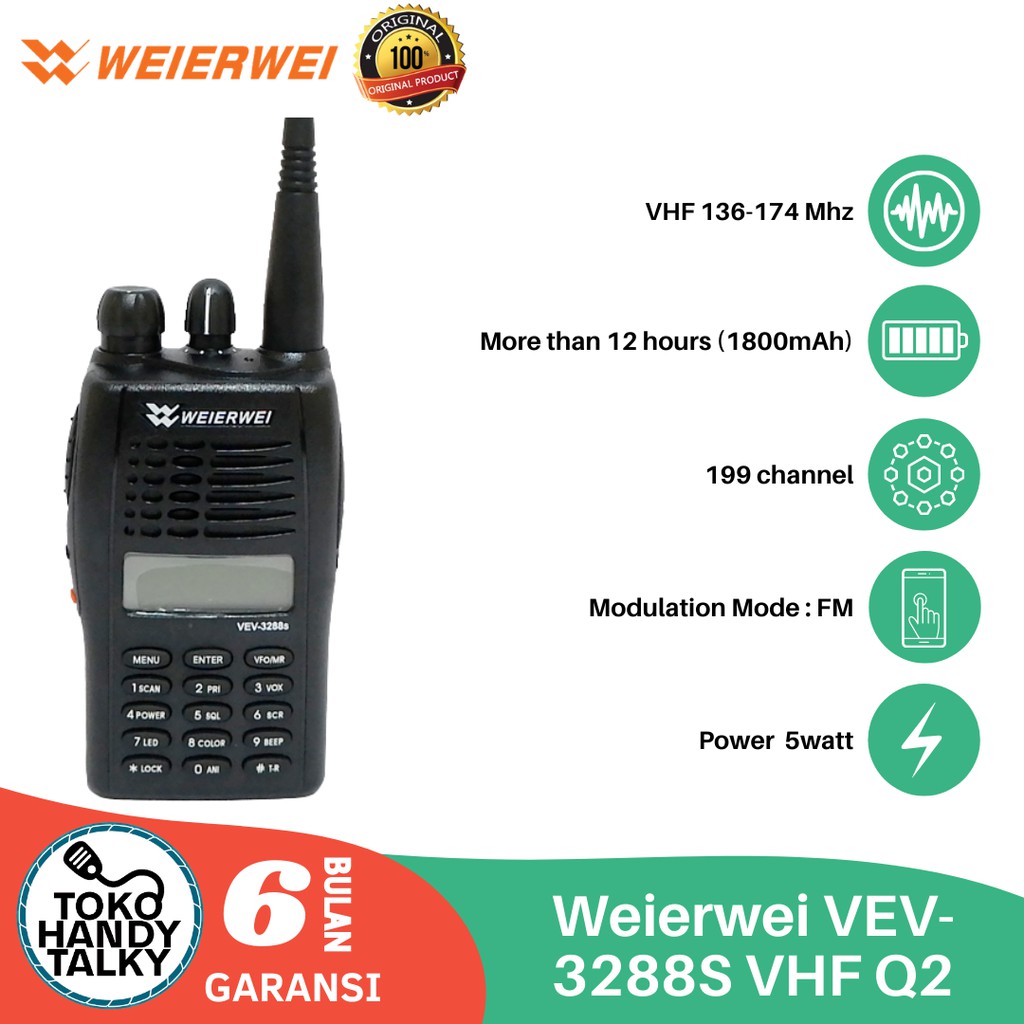 Jual WEIERWEI HANDY TALKY VEV-3288S VHF Q2 NEW ORIGINAL GARANSI RESMI POSTEL | Shopee Indonesia