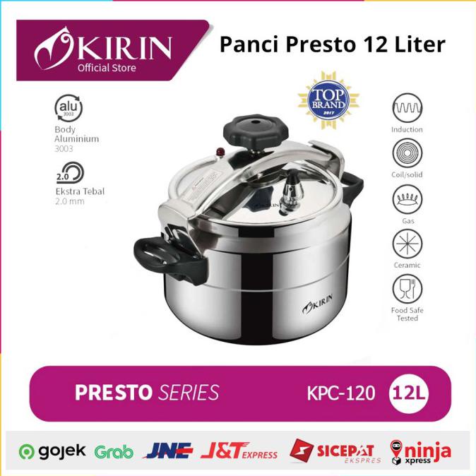Jual KIRIN Panci Presto Pressure Cooker 12 Liter KPC 120 KPC-120 Induction | Shopee Indonesia