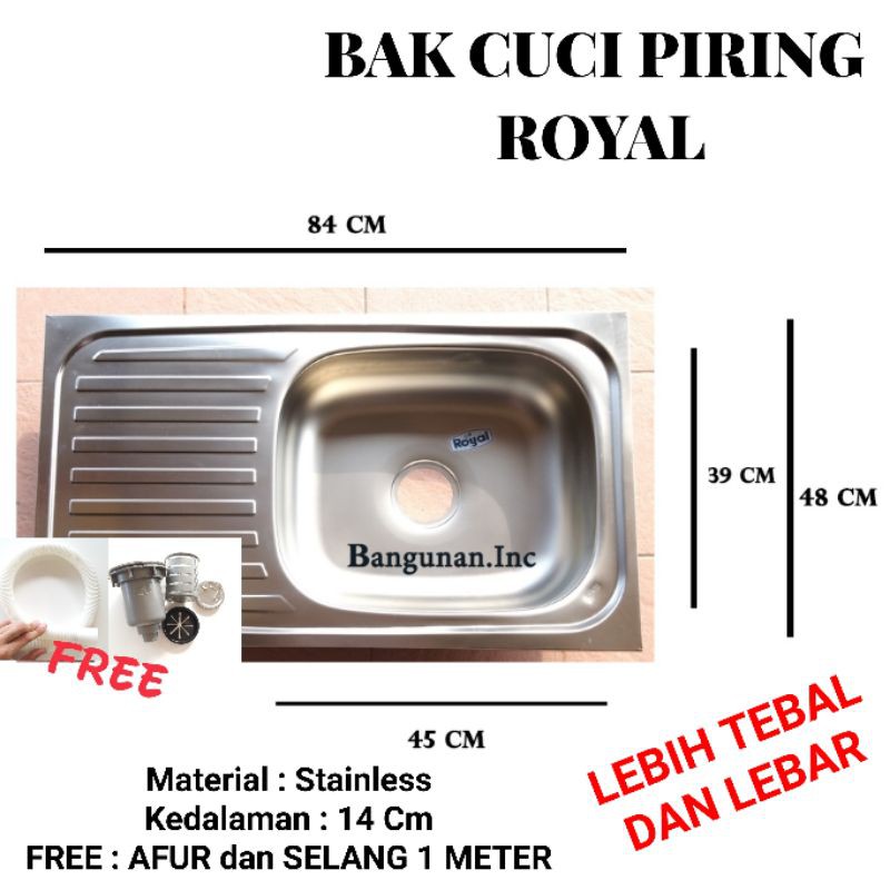 Jual BAK WASTAFEL CUCI PIRING ROYAL 85 CM x 50 CM STAINLESS TEBAL ...