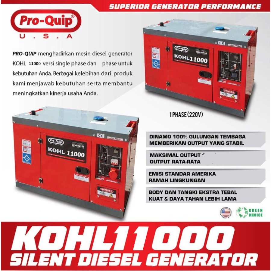 Jual Genset Silent PROQUIP KOHL11000 7500Watt/ Power Generator Diesel ...