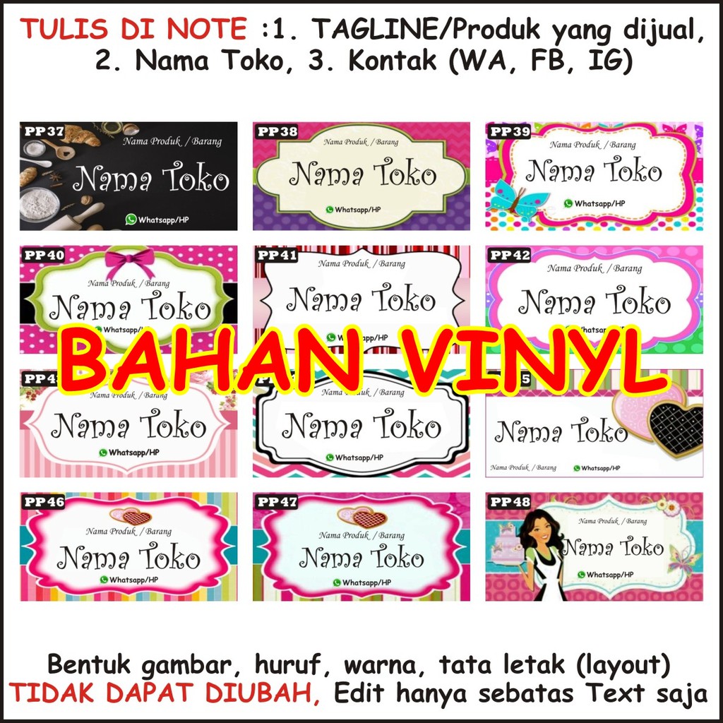 Jual (VINYL-17) ISI 100 STIKER PERSEGI PANJANG/STIKER KEMASAN/STIKER ...