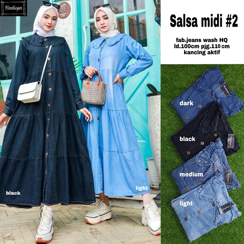 Jual SALSA MIDI #2 DRESS JEANS BY RADISYA | Shopee Indonesia