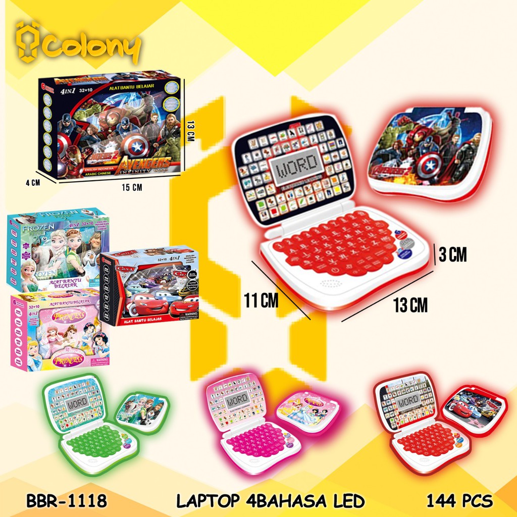 Jual PROMO MAINAN ANAK LAPTOP 4 BAHASA LED BBR-1118 | Shopee Indonesia