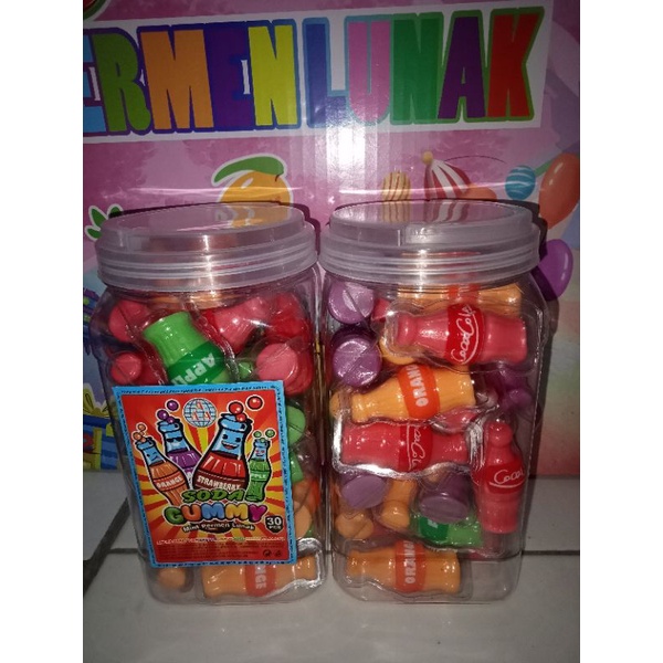 Jual Permen lunak botol soda toples 30pcs isi sirup jelly | Shopee ...