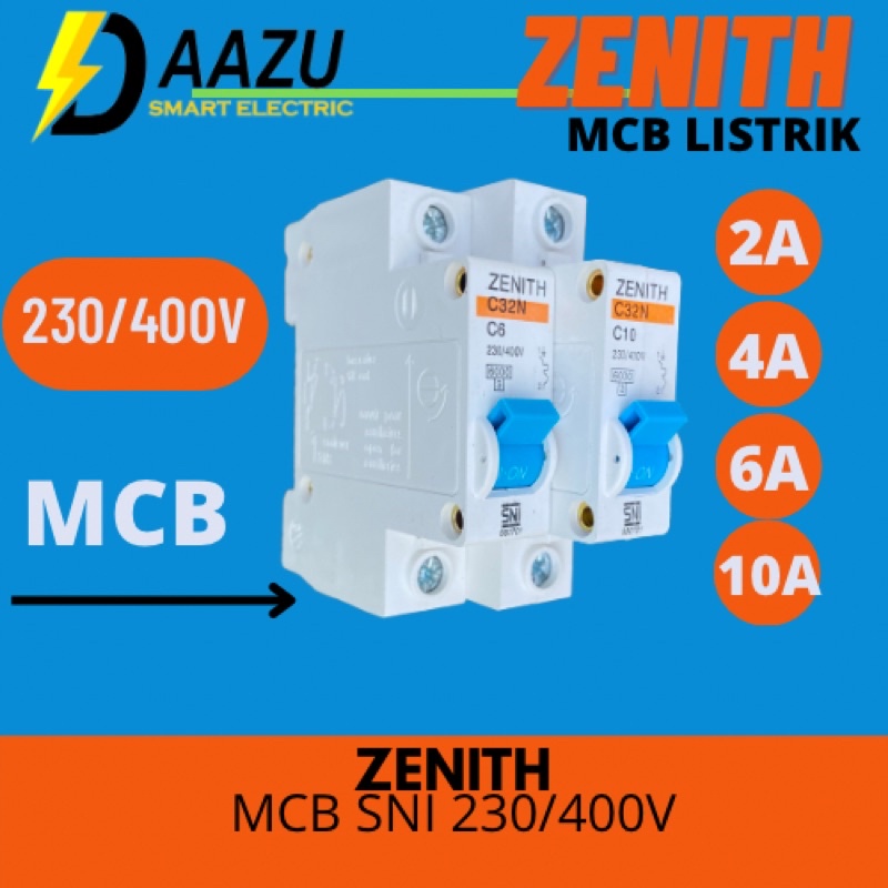 Jual mcb listrik 2a 4a 6a MCB ZENITH 2A 4A 6A 10A mcb listrik sni Ncb ...