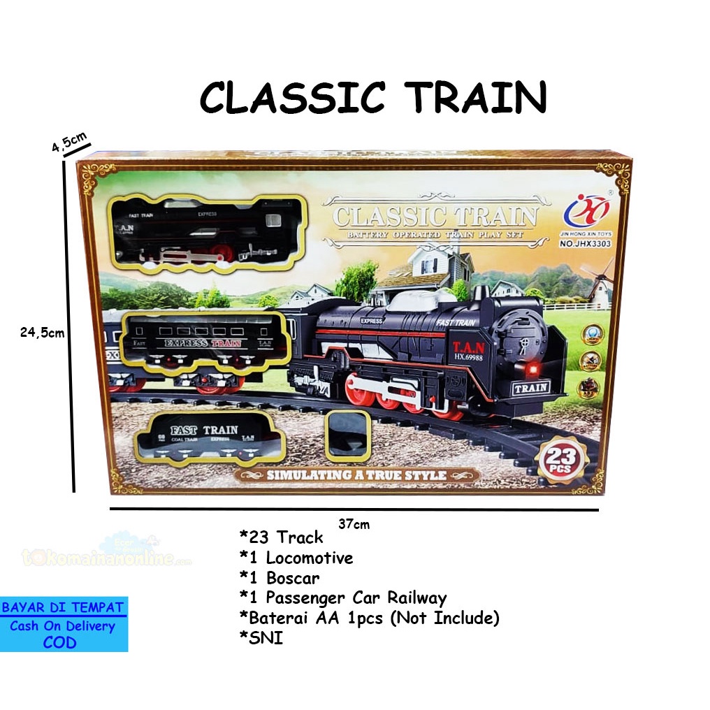 Jual Mainan Rel Kereta Api CLASSIC TRAIN - JHX3303 Lokomotif Track Set ...