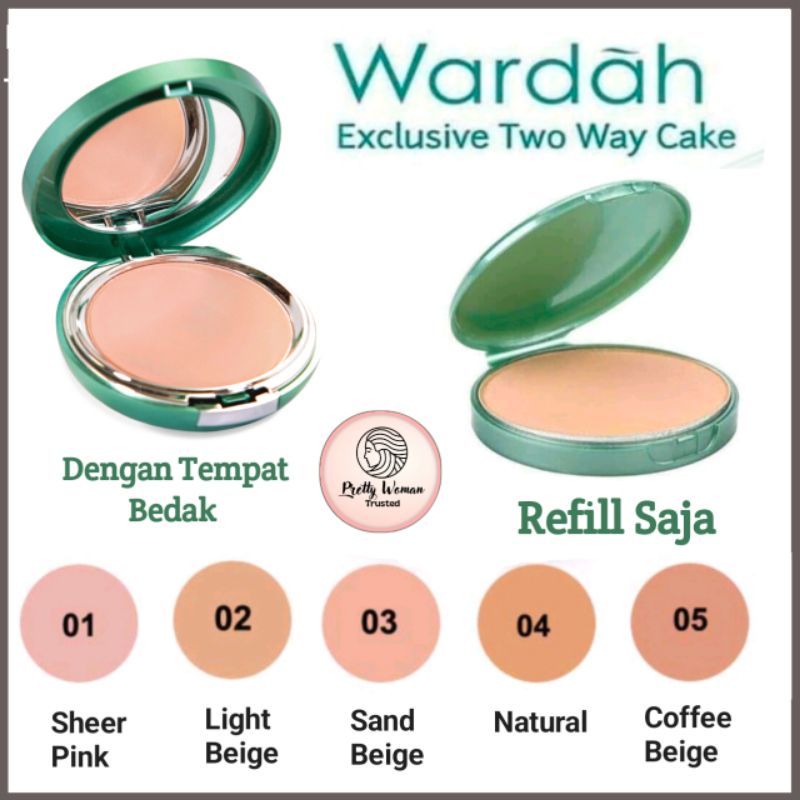 Jual Bedak Wardah Padat Hijau Exclusive Two Way Cake Original Refill ...
