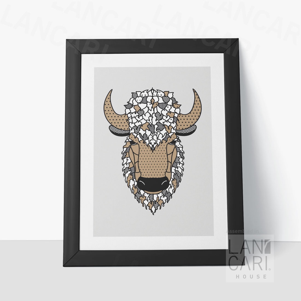 Jual LANCARI Hiasan Dinding Bison Banteng Kantor Office Scandinavia ...