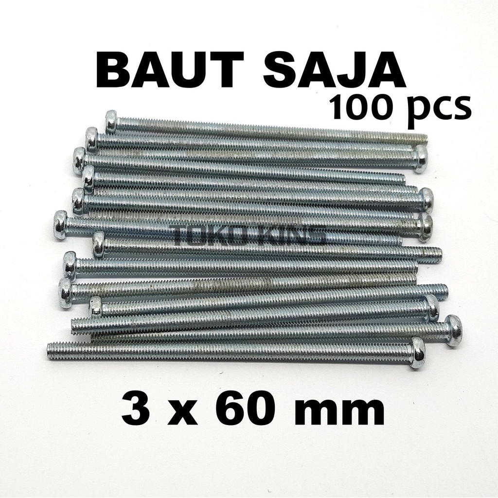 Jual JP M3 x 60 per 100 pcs Baut kepala obeng plus 3mm 3 x 60 mm | Shopee Indonesia