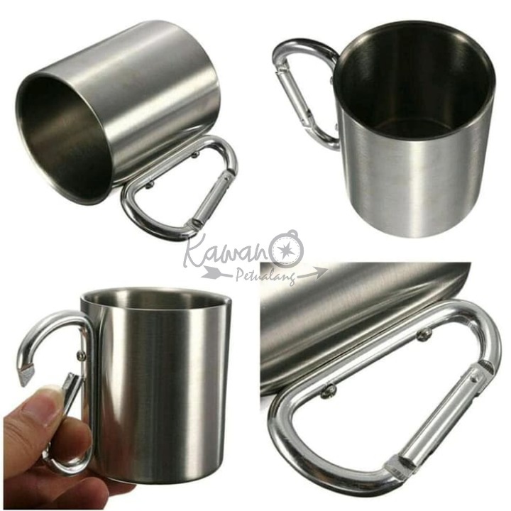 Jual Gelas Camping Gelas Ultralight Gelas Carabiner Stainless Steel Mug ...