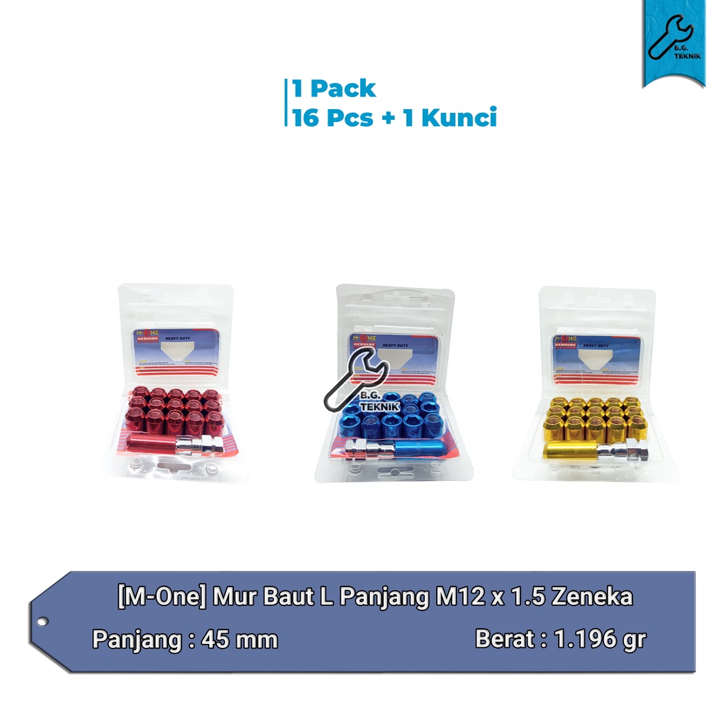 Jual Mur Roda L Baut Racing Mobil Warna 12x1.5/1.25 Zeneka - M-One ...