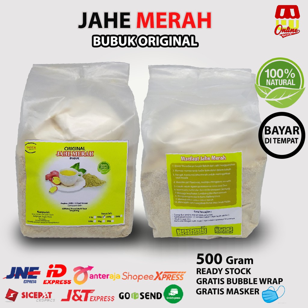 Jual Jahe Merah Bubuk SHOGA 500gr 100% Alami | Jahe Merah Sachet ... Jual Jahe Merah Bubuk SHOGA 500gr 100% Alami | Jahe Merah Sachet ...