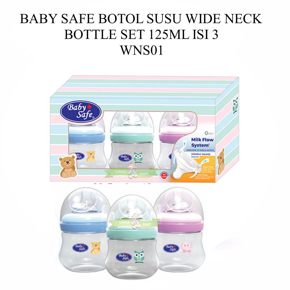 Jual BOSU338 BABY SAFE BOTOL SUSU WIDE NECK BOTTLE SET 150ML ISI 3 WNS01 | Shopee Indonesia