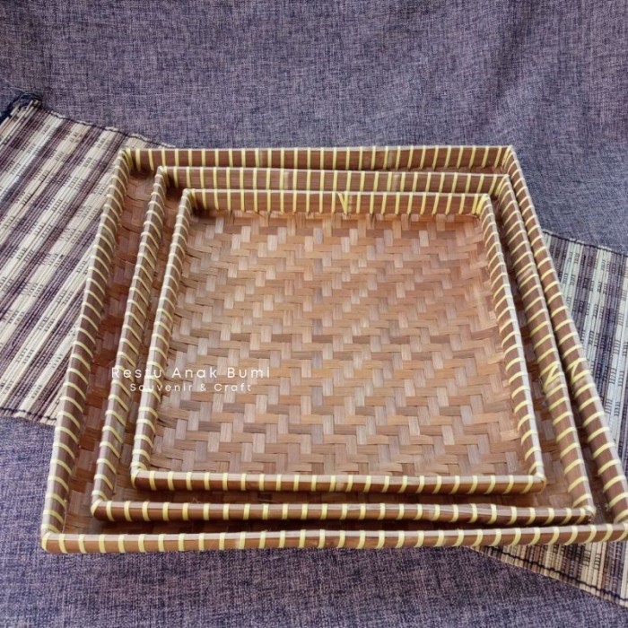 Jual TAMPAH BAMBU KOTAK 1 SET - Tampah anyaman bambu - Nampan Bambu ...