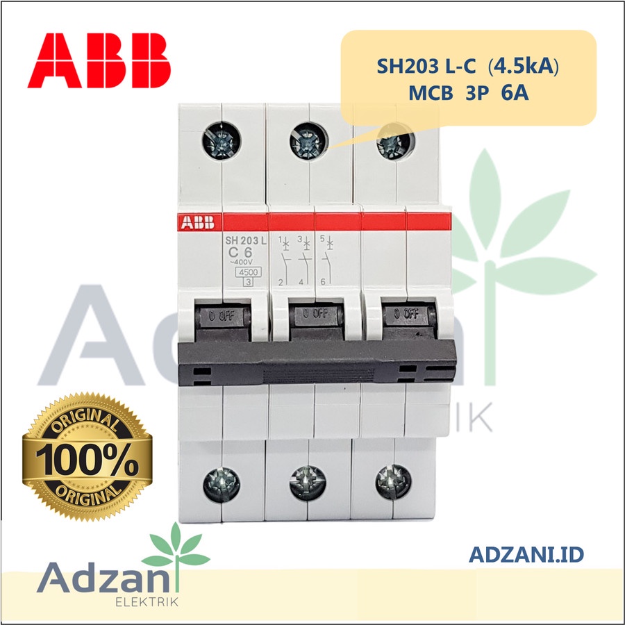 Jual ABB MCB 3P 4.5kA SH203L-C 2CDS243001R00 SH 203 L | Shopee Indonesia