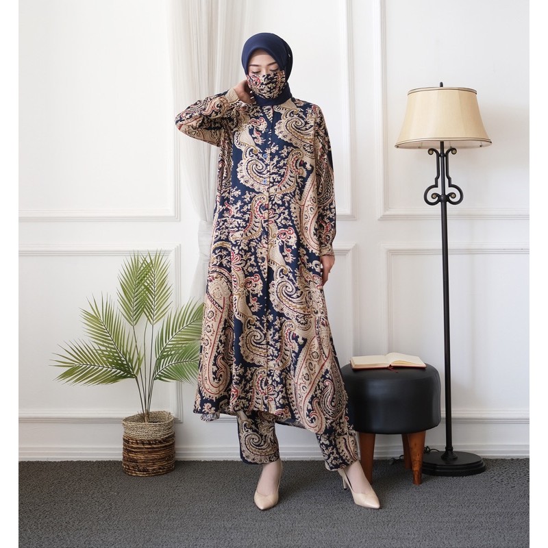 Jual Tunik Arab Mongol Oneset Setelan Long Tunik Jumbo Busui +Celana ...