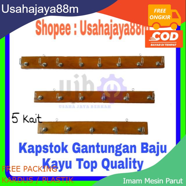 Jual Gantungan Baju Tempel Dinding Kapstok Kayu 6 Kait Stainless Tahan Karat Kuat Kastok Keong 6 ...