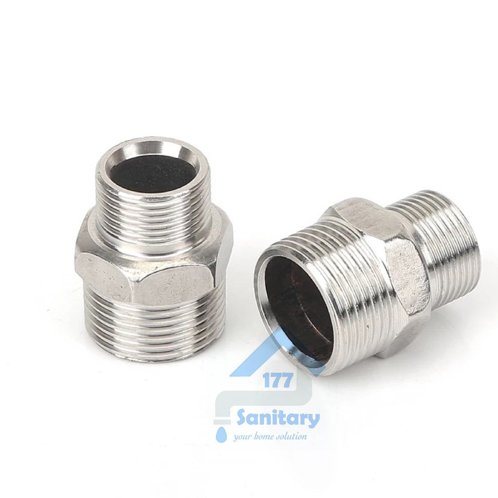 Jual Double nepel stainless 1/2 inch ke 3/4 DN34 -Dobel nepel stenlis fitting mur sambungan kran ...