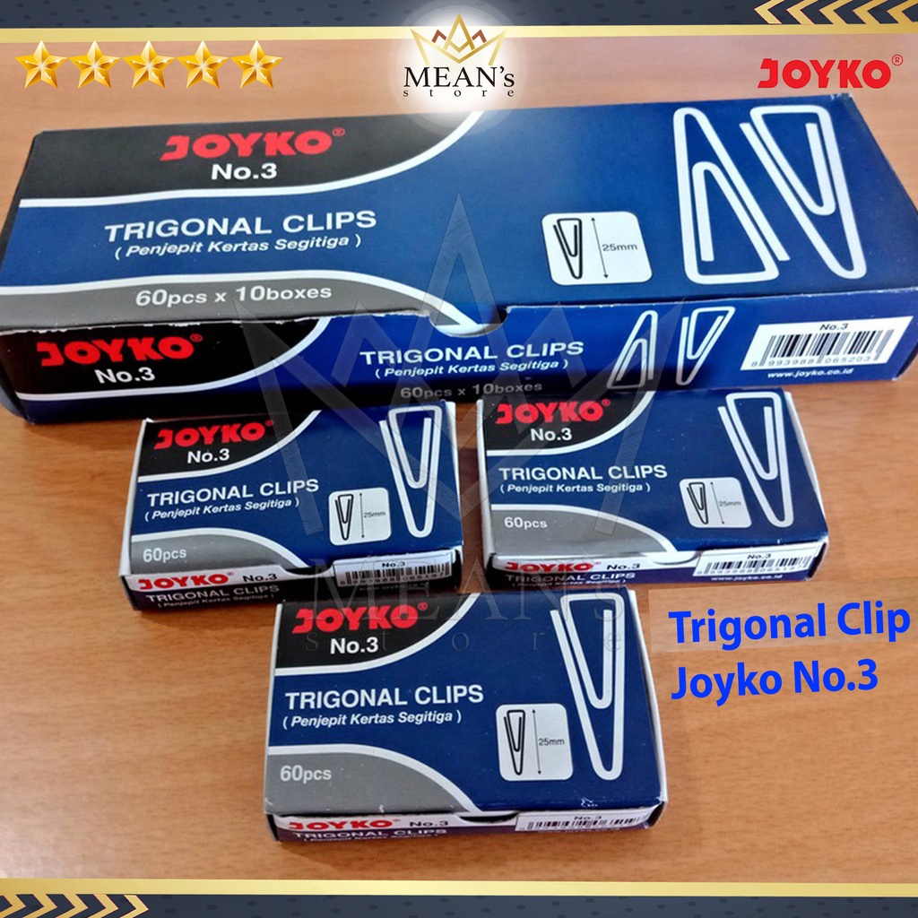 Jual Trigonal Clips Joyko No.3 / Penjepit Kertas Segitiga Joyko No.3 ...
