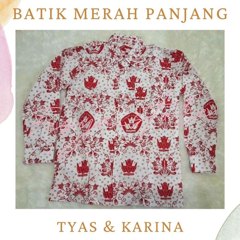 Jual Baju Batik Merah Panjang , Batik Merah SD , Batik SD Panjang ...