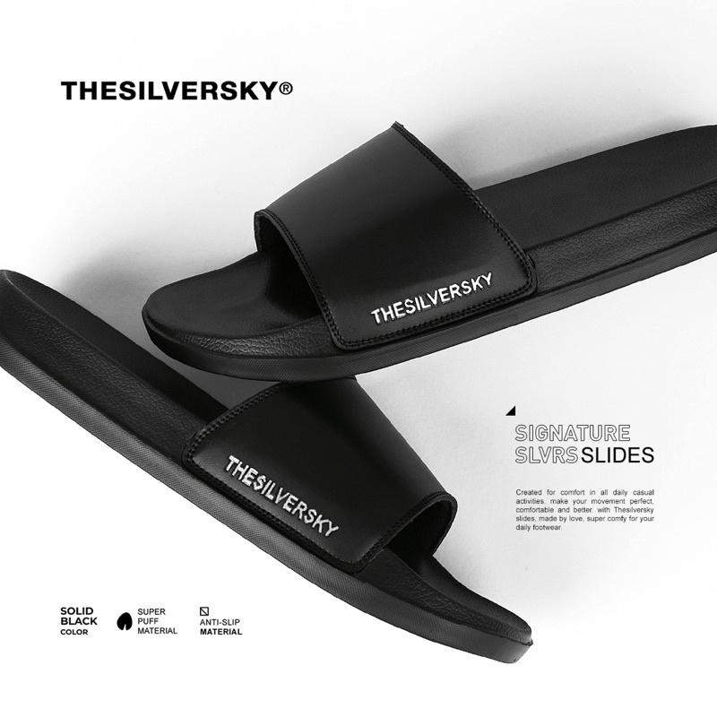 Jual Thesilversky Signature Side Emboss Metalic Premium Slide Sandal ...