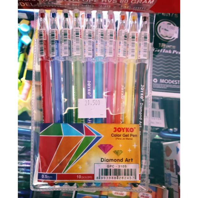 Jual Pena diamond gel joyko 10 warna/pena gel joyko/pulpen diamond ...