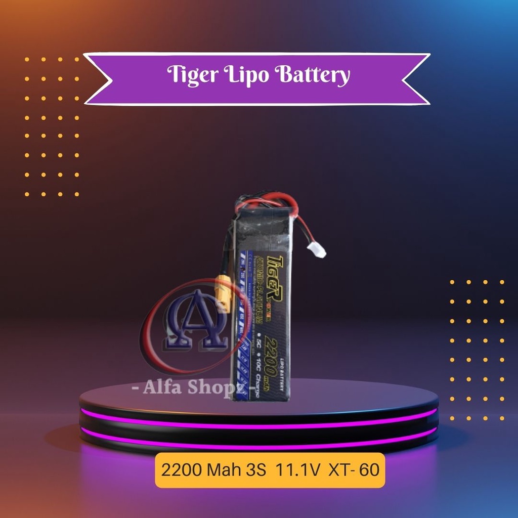 Jual Tiger Baterai Battery LiPo 2200mah 3S 11.1V 45C Lipo Battery ...