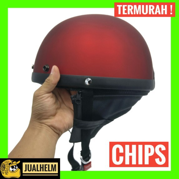 Jual Helm Chips Retro Polos Maroon Doff ( Vespa / Bogo / Klasik ...