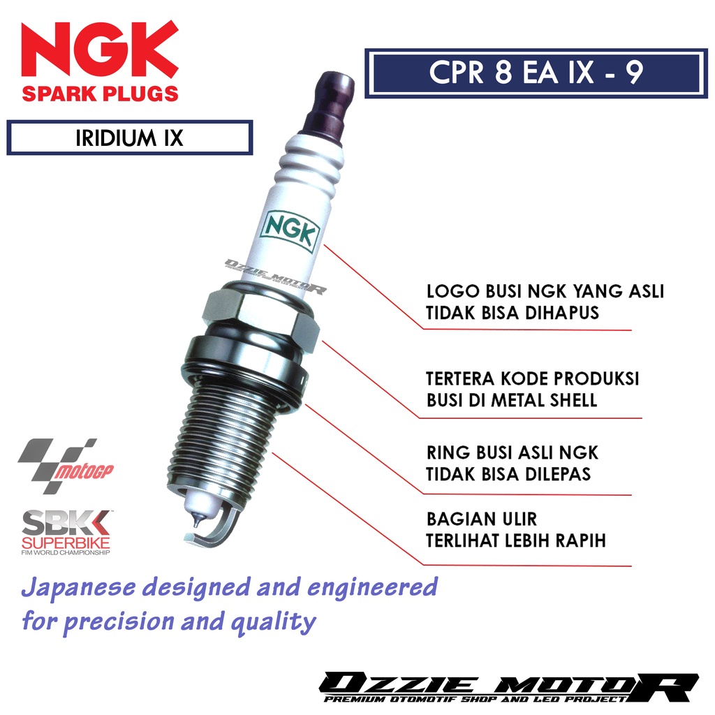 Jual BUSI MOTOR RACING NGK IRIDIUM CPR8EAIX-9 ORIGINAL MADE IN JAPAN ...