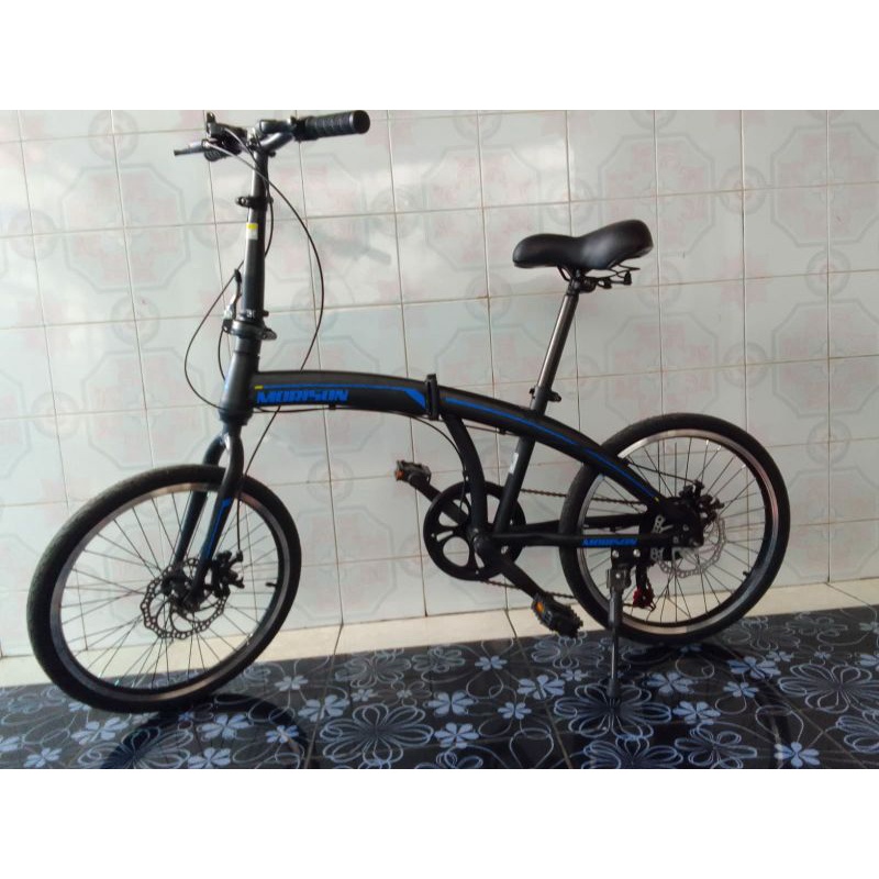 Jual Sepeda Lipat Merk Morison 20" Hitam Biru Bekas | Shopee Indonesia
