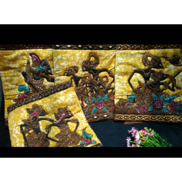 Jual taplak meja tengah panjang batik cap karakter wayang / Hiasan ...