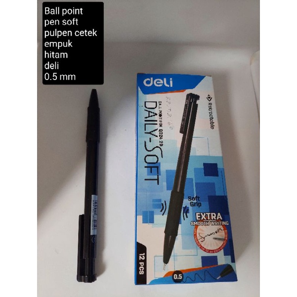 Jual Ball point pen soft pulpen empuk cetek hitam 0.5mm harga satuan ...