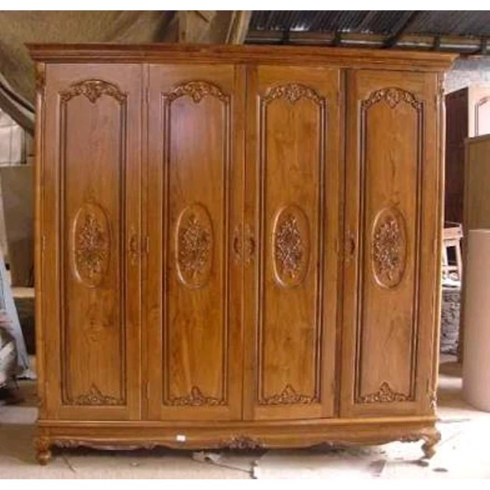 Jual Lemari Pakaian 4 Pintu Ukiran Kayu Jati Dan Mahoni | Shopee Indonesia
