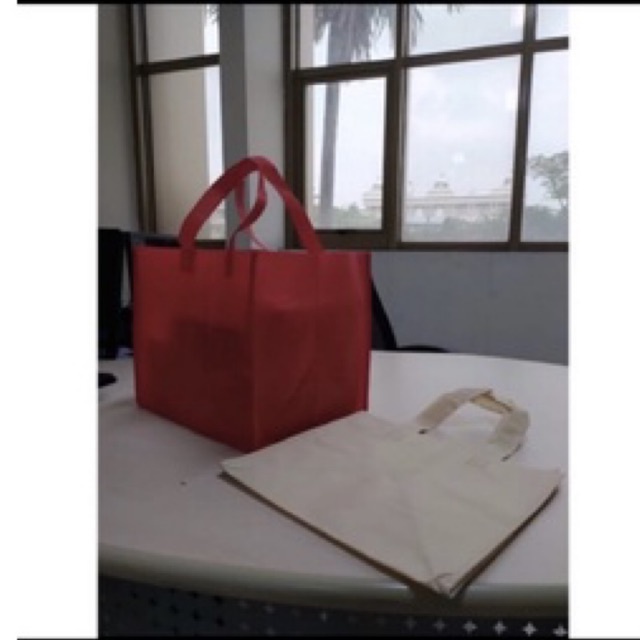 Jual LUSINAN(12pcs)-Goodie Bag Box uk 32x26x27 - Tas Spunbond Kotak Nasi- Tas Kain Polos Kotak ...