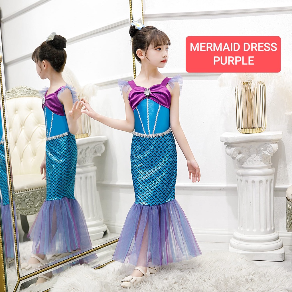 Jual MERMAID DRESS PURPLE BAJU DRESS KOSTUM PRINCESS ARIEL DUYUNG ...