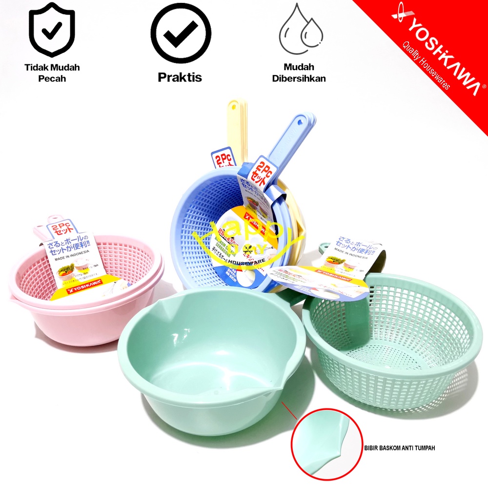 Jual YOSHIKAWA TEMPAT | BASKOM CUCI BUAH | SAYUR SERBAGUNA SET 2PCS ...