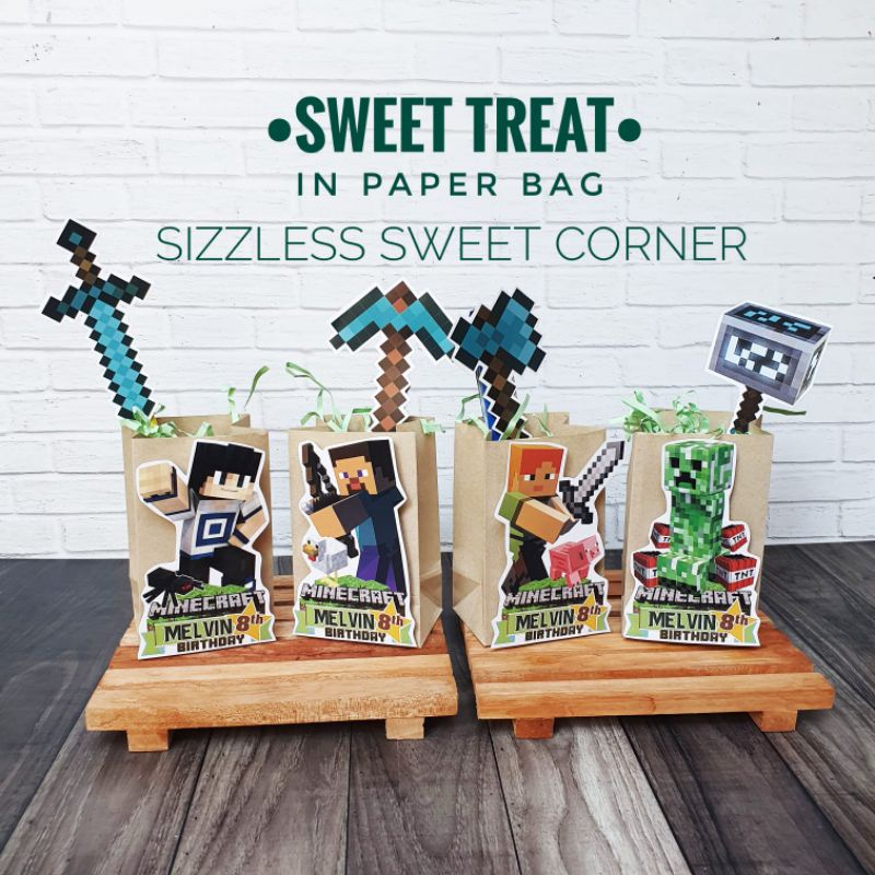 Jual Minecraft Paper Bag Sweet Treat Birthday Goodie Box Hampers ...