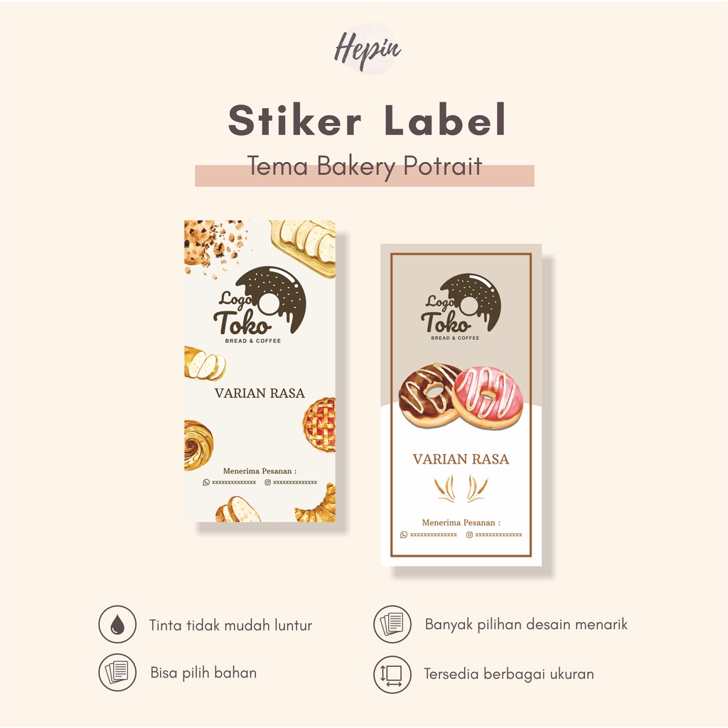 Jual stiker label kemasan tema BAKERY POTRAIT/cetak stiker murah ...
