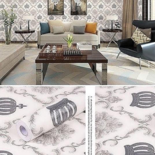 Jual 【Terlaku WALLPAPER DINDING ukuran 45 cm x 10 M Motif BATIK MAHKOTA SILVER HT3$ | Shopee ...