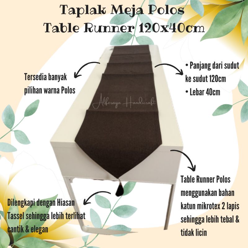 Jual Taplak Meja Polos • Table Runner • Taplak Meja uk.120x40cm ...
