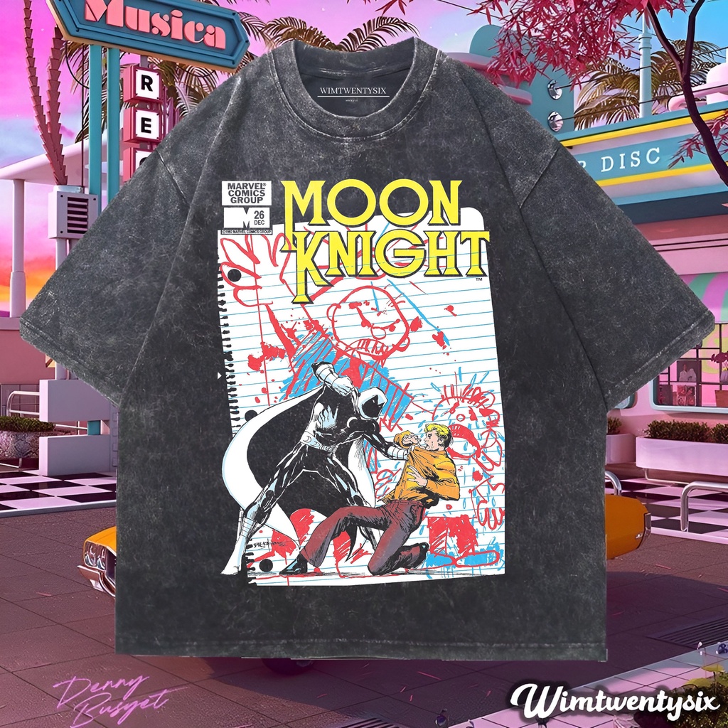 Jual Kaos Marvel Moon Knight Action Fight Washing Vintage Tee Oversize