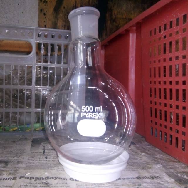 Jual Labu didih atau boiling flask 500 ml NS pyrex | Shopee Indonesia