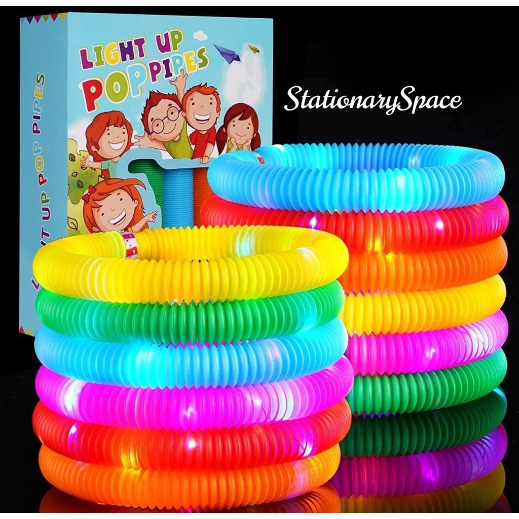 Jual Mainan Viral Light Up Pop Tubes Pop Pipes / LED Pop Fidget Tubes ...