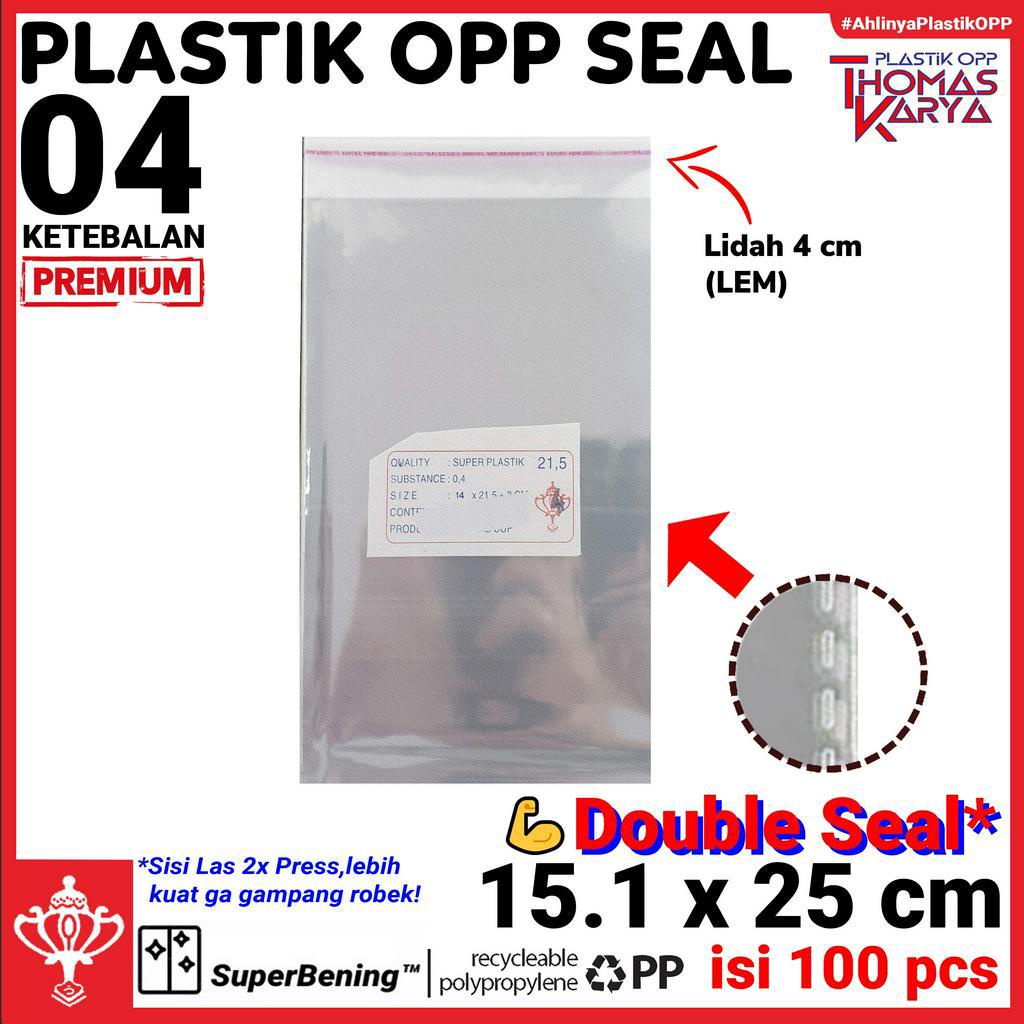 Jual Plastik OPP 15x25 DOUBLE SEAL isi 100 Kantong Bening Kemasan Hijab Box DVD Kue Roti Bolen ...