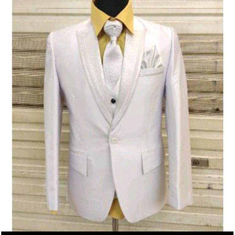 Jual Jas wedding pria putih/jas pengantin pria Putih bw /jas akad putih ...