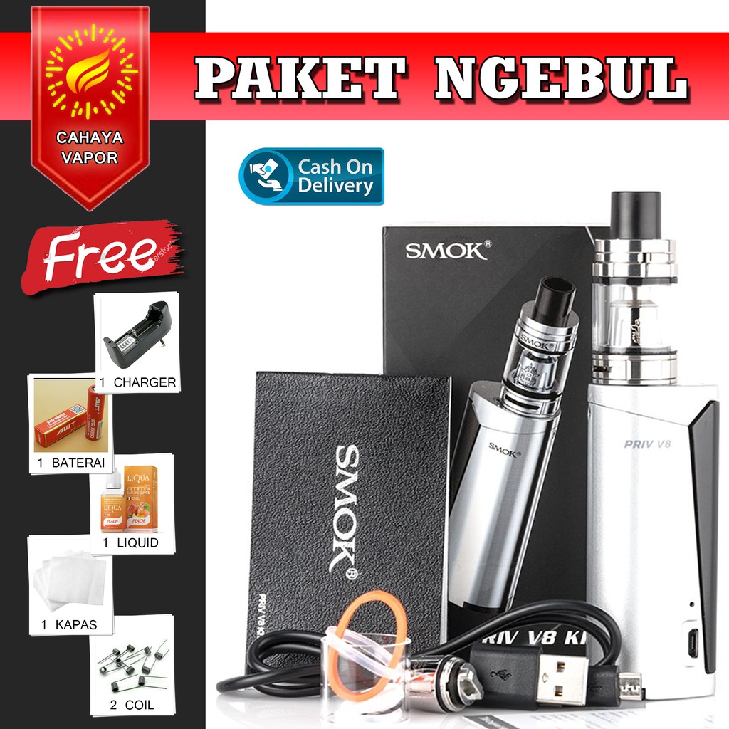 Jual Paket Siap Kebul SMOK PRIVv V8 kit rda -Free Baterai, Liquid, Coil ...