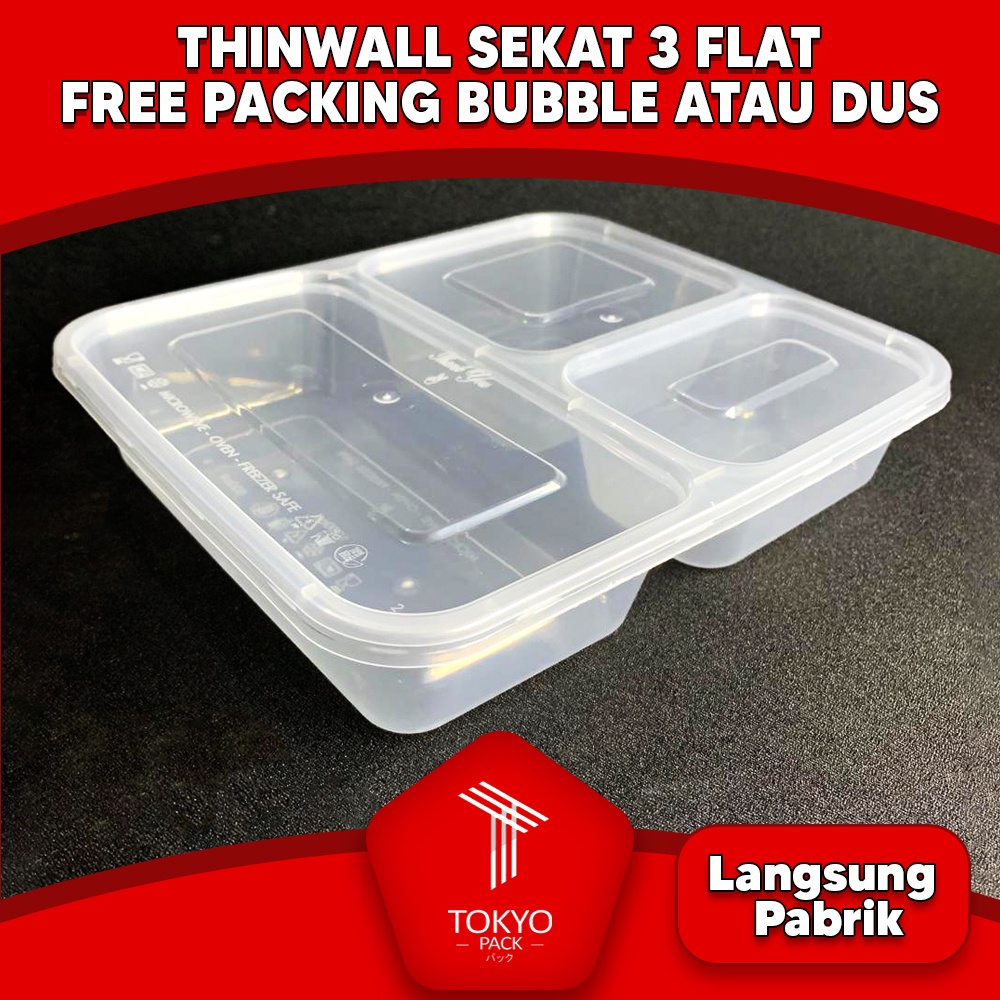 Jual THINWALL BENTO 3 SEKAT - FOOD CONTAINER BENTO +TUTUP ISI 25 SET ...