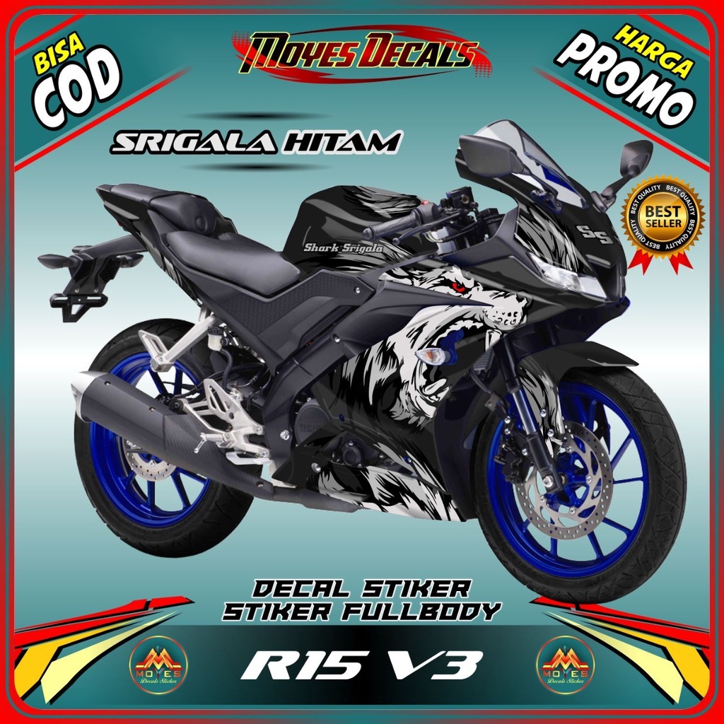 Jual Decal Stiker R15 V3 Variasi Warna black wolf Stiker Fullbody Motor ...