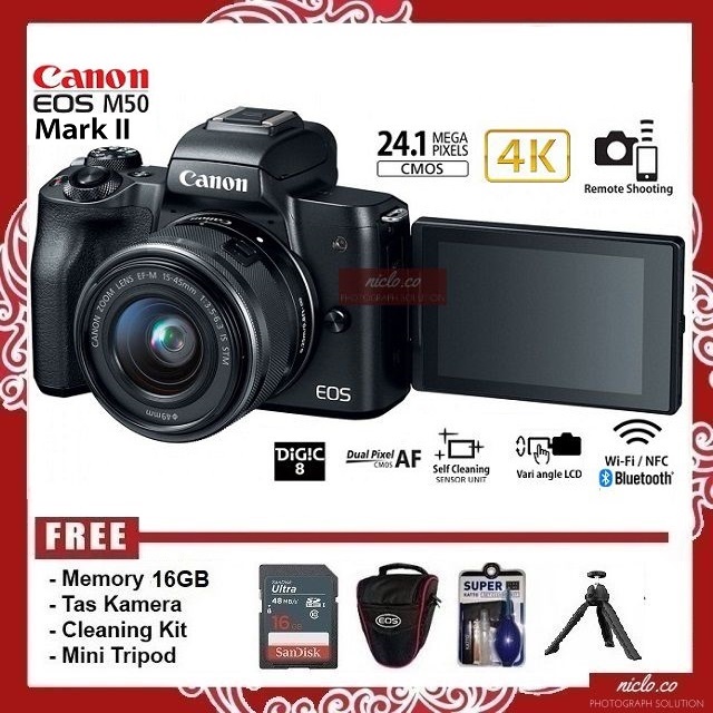 Jual [NEW] KAMERA CANON EOS M50 Mark II + LENSA KIT 15-45MM IS STM WiFi ...