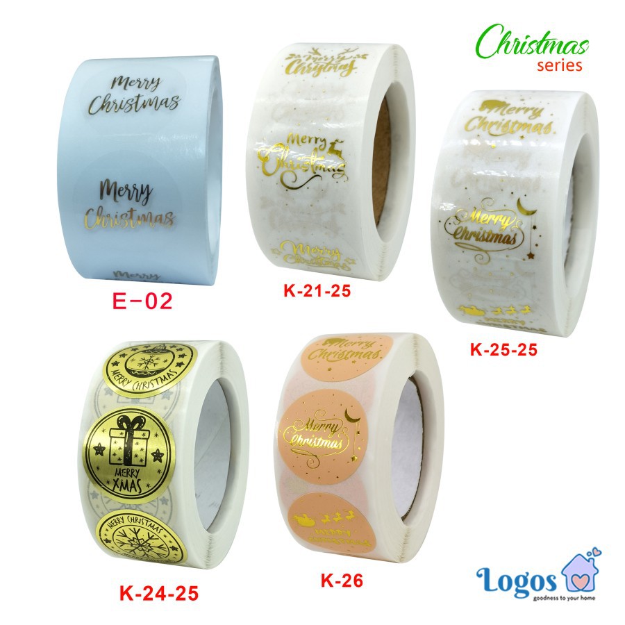 Jual Stiker Bulat Merry Christmas Round Sticker Xmas Ucapan Selamat ...